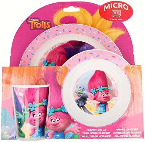 Joy Toy “Trolls Dinnerware-Set, Multi-Colour, 3-Piece – BigaMart