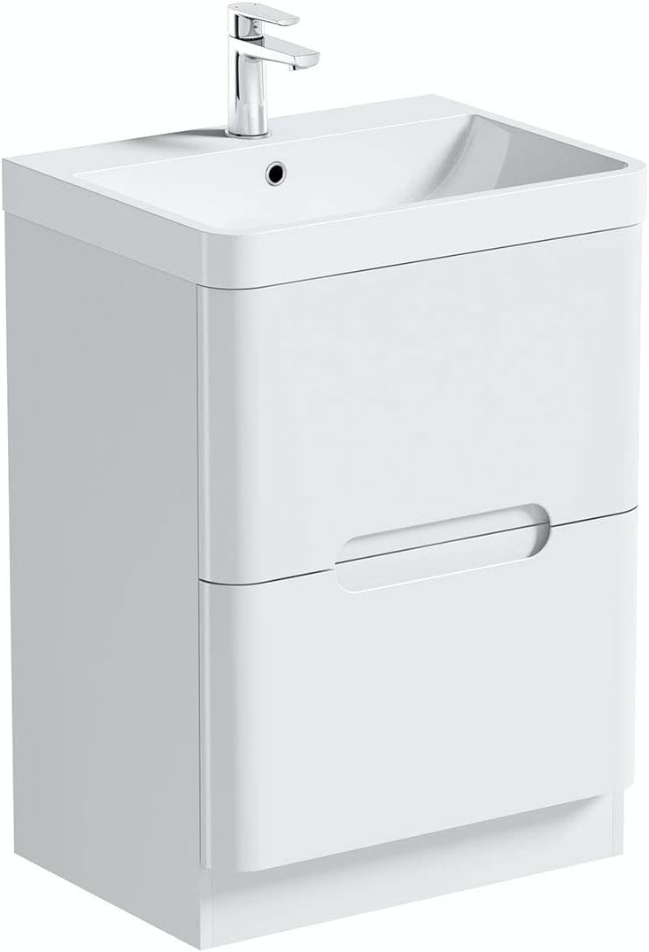 Mode Ellis white floorstanding vanity drawer unit and basin 600mm ...