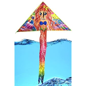 Kufox-kite Mermaid Princess Kite 55"x55",Color and Pattern Radom ...