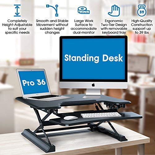 Height Adjustable Standing Desk - Sit Stand up Desk Computer Riser Pro ...