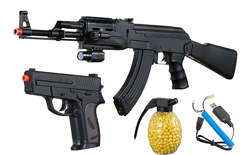 GoldenBall Airsoft Tactical AK47 AEG with Spring Pistol Kit-Battery ...
