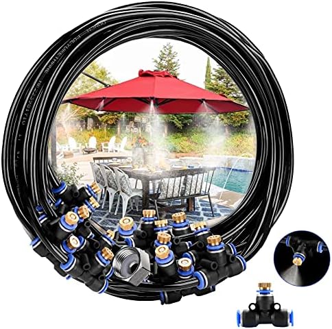 NUOQI Misting Cooling System,65.6FT (20M) Misting Line + 23 Brass Mist ...