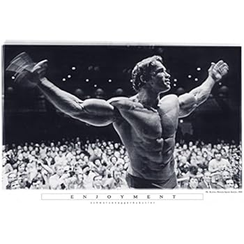 Amazon.com: Arnold Schwarzenegger 70s Bodybuilding Flexing Bicep Black ...