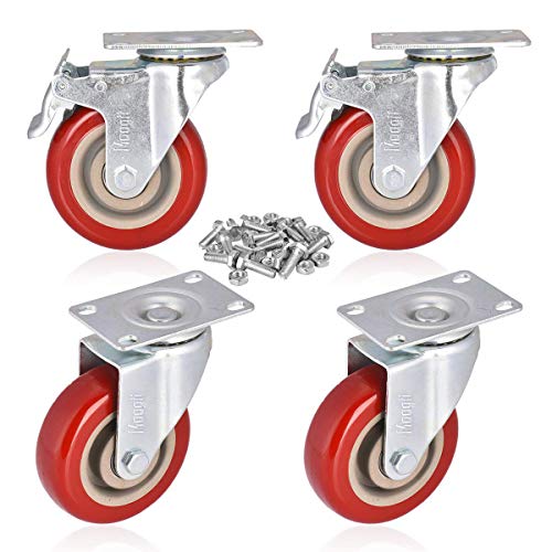 Moogii 4" Swivel Rubber Caster Wheels with Safety Dual Locking Heavy ...