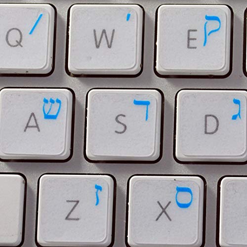 Hebrew Apple Keyboard Decals with Blue, Black, RED, Orange OR White ...