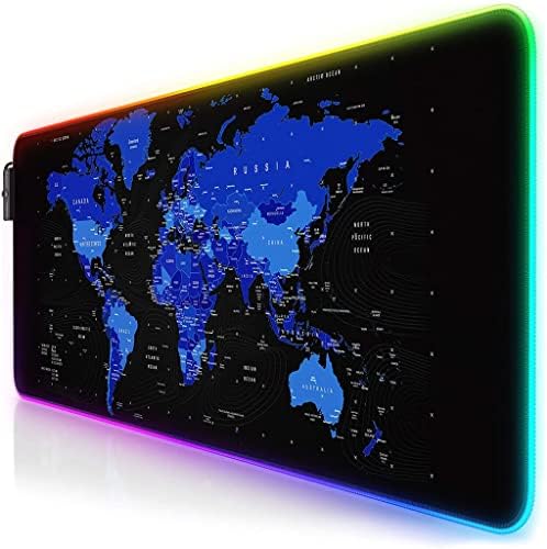 RGB World Map Gaming Mousepad - XXL Rubber USB Wired Mouse And Keyboard ...