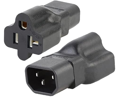 C14 to 5-15R/5-20R Comb AC Power Adapter,2-in-1 IEC320 C14 15Amp to T ...