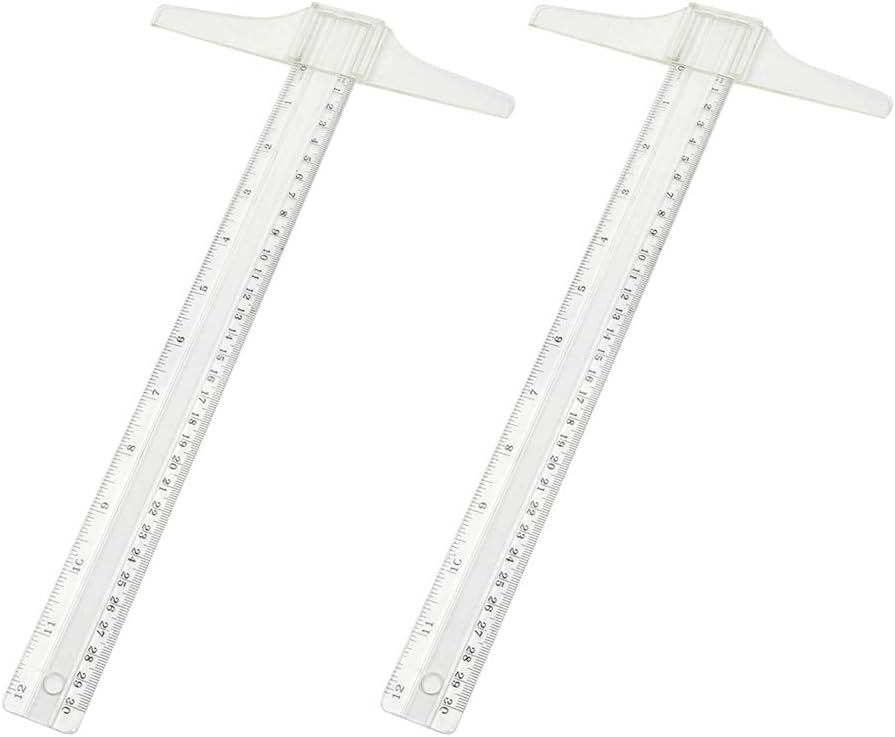T Square Ruler, T Shape Ruler 2pcs 30cm Double Side Scale Plastic ...