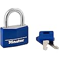 Master Lock 142DCM Covered Solid Body Padlock with Blue Cover, 1-9/16-Inch Wide, 7/8-Inch ...