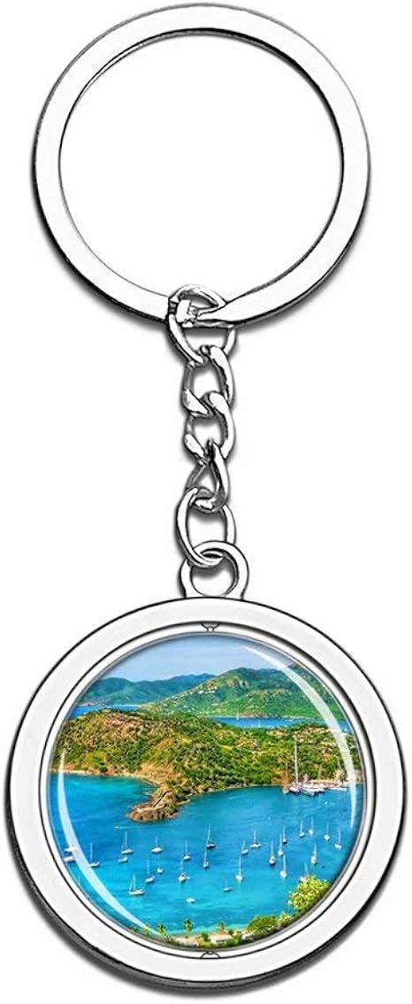 Antigua And Barbuda Keychain Key Chain Souvenir Spin Crystal Metal ...