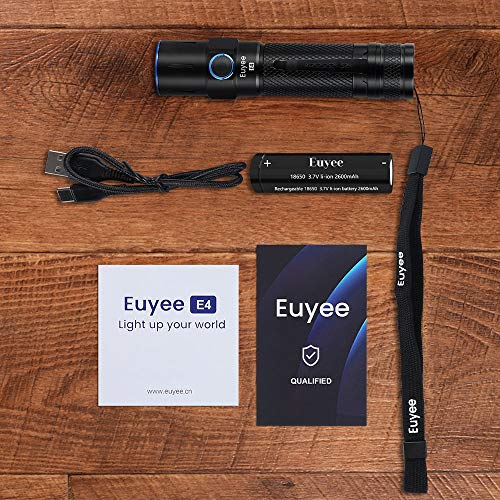 Euyee LED Tactical Flashlight (Batteries Included) -rechargeable ...