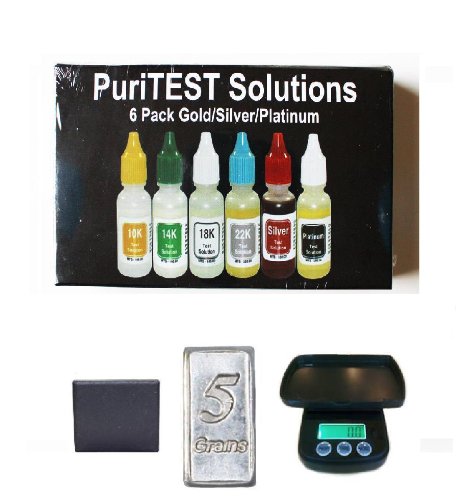 Complete Gold Testing Kit with Silver, Platinum Acids, Test - Want It All