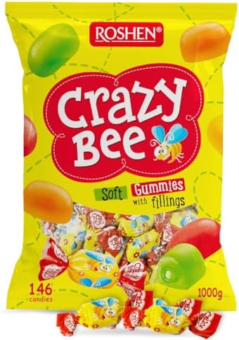 سعر Roshen Crazy Bee Jelly Candy with Fruity Filling, Made with 6 Fruit Juices, Kosher, Halal 2 ...