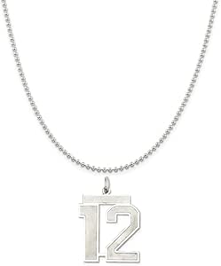 Amazon.com: Sterling Silver Large Satin Number 12 on a Sterling Silver ...