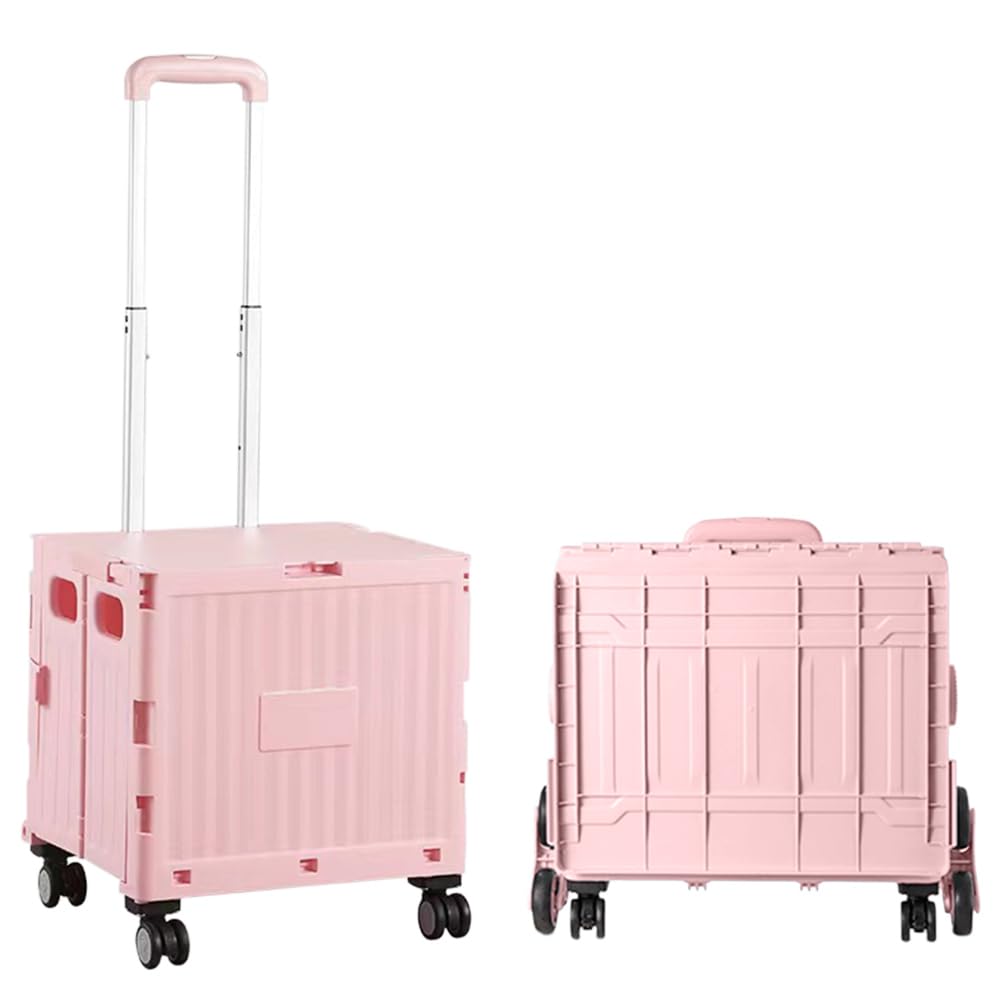 Foldable Utility Cart Collapsible Rolling Carts with Lid Portable ...