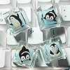 Cute Penguin Anime Keycaps,Blue Ocean Custom Keycaps,4 Pcs Keyboard ...