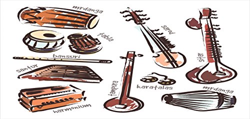 Lunarable Tampura Pencil Pen Holder, Orchestra Retro Sitar and Tabla ...