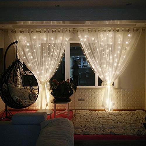 Auelife 300 Led Curtain String Lights USB with Sound Activated Remote ...