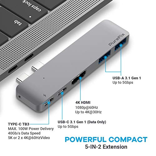 PureFix Mac USB C Hub, Thunderbolt 3 to USB C Multiport Adapter for ...