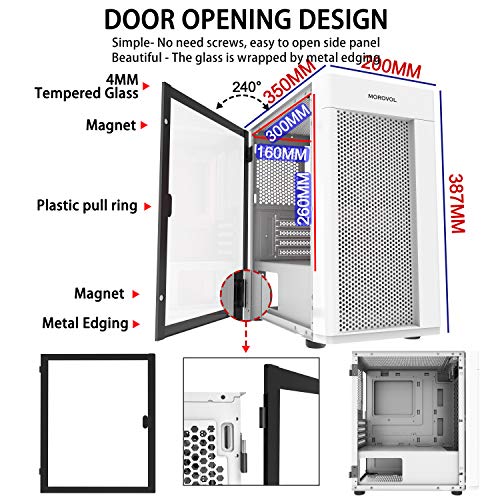 MOROVOL MESH Micro-ATX Tower 2 PCS 120MM ARGB Fans Computer Case USB 3. ...