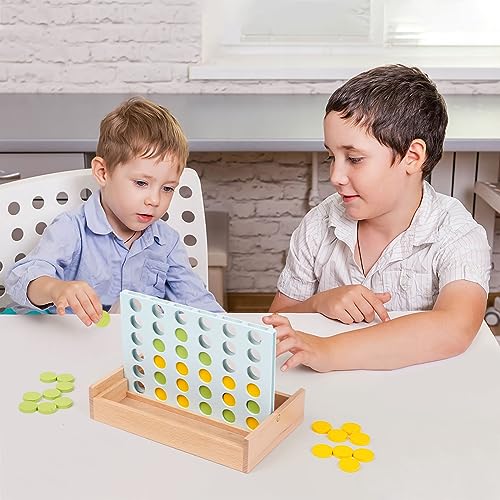 XAOHAO Wooden 4 in a Row Game for Kids and Adults- Strategy Board Game ...