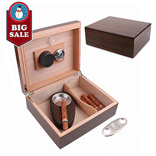 A Comely Cigar Humidor for 25-50 Cigars, Ebony, Spanish Cedar Wood ...