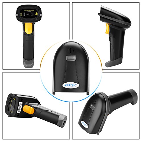 AGPtEK 433MHz Wireless Barcode Scanner 60 Meters Transmission Distance ...