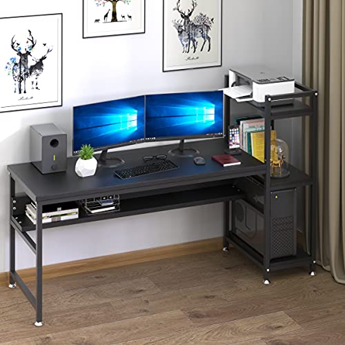NSdirect 60" Large Computer Desk with 4 Tier Storage Shelves, Office ...