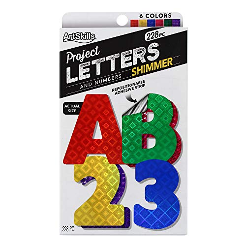 ArtSkills 2.5" Poster Letters and Numbers, A-Z and 0-9, Assorted, Holographic Colors, 228-Count ...
