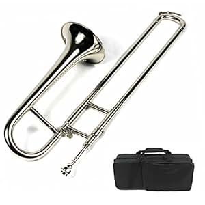 Amazon.com: Brand New Bb Mini Trombone w/ Case and Mouthpiece- Nickel ...
