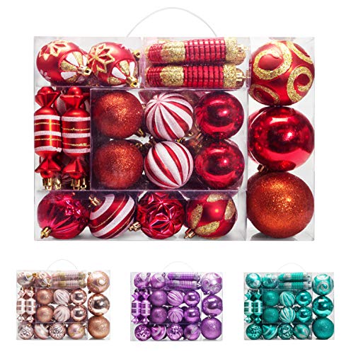 AMS 81ct Christmas Ball Assorted Pendant Shatterproof Ball Ornament Set ...