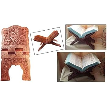 Amazon.com: Wooden Holy Book Stand Gita - Quran - Bible Holder Support ...