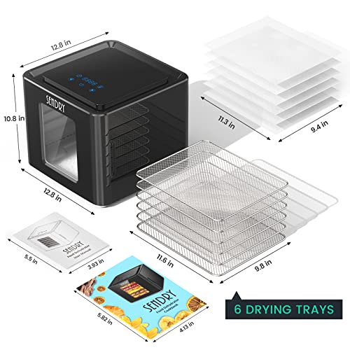 SENDRY Food Dehydrator with 6 Stainless Steel Trays, LED Touch Control ...