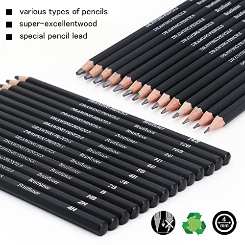 YUANCHENG Professional Drawing Sketching Pencil Set - 14 Pieces Drawing Pencils14B, 12B, 10B, 8B ...