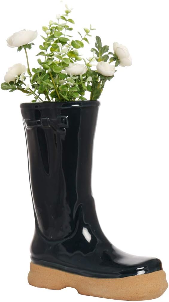 Dibor Large Blue Ceramic Single Wellington Boot Shaped Plant Pot (BR09 ...