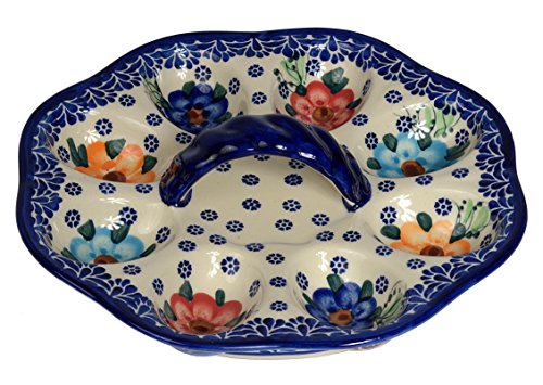 Traditional Polish Pottery, Handcrafted Ceramic Devilled Egg Platter ...