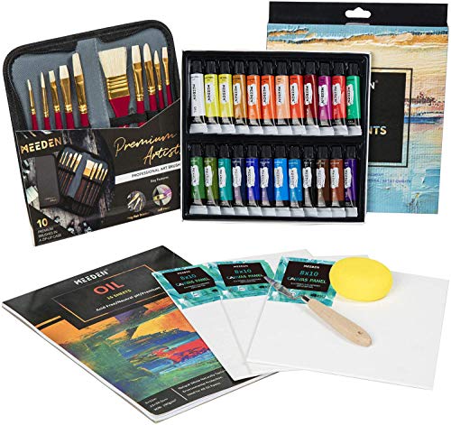 MEEDEN 40Pcs Oil Painting Set with 24 Tubes x 12 ml Oil Paint Set, 10 ...