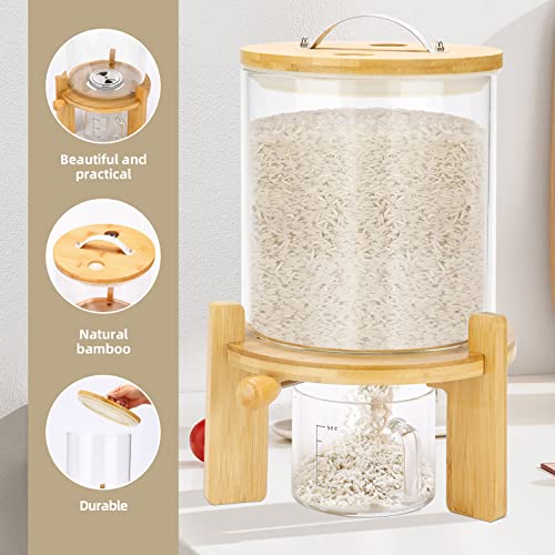Rice Dispenser, Glass Rice Dispenser with Stand, Food Storage ...