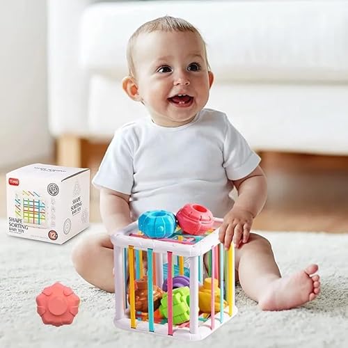 Colourfull Shape Sorting Activity Cube With Rattle And Block Function ...