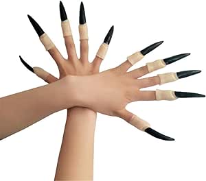 Amazon.com: Thkmeet 10pcs Zombie Witch Gloves False Nail Fake Finger ...