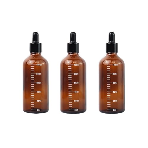VASANA 3 Pack 3.4OZ Amber Glass Dropper Bottles with Graduated Scale ...