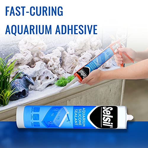 SELSIL Aquarium Silicone Sealant Clear, High Elasticity, Safe for Fish, 100% Solvent Free, 100% ...