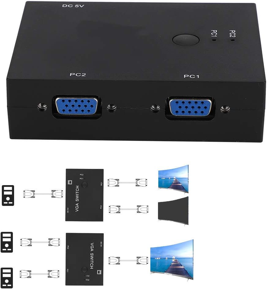 2-in 1-out VGA Switch Splitter Distribution Box Video Converter ...