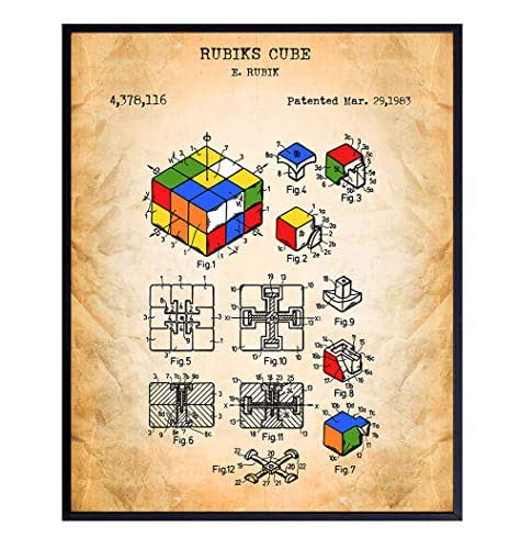 Amazon.com: Rubiks Cube Vintage Wall Art Poster - 8x10 Patent Art Print ...
