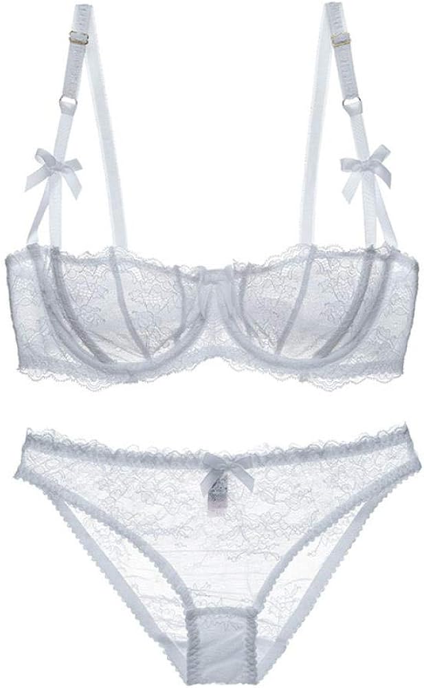Sostén Ropa Interior De Encaje Ultrafino Sexy Mujer Transparente Unpad Sujetador De Media Copa ...