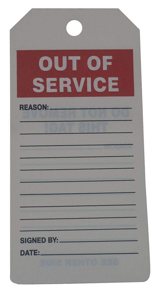 Out of Service Tag, Roll, 6-1/4 x 3, PK250: Amazon.com: Industrial ...
