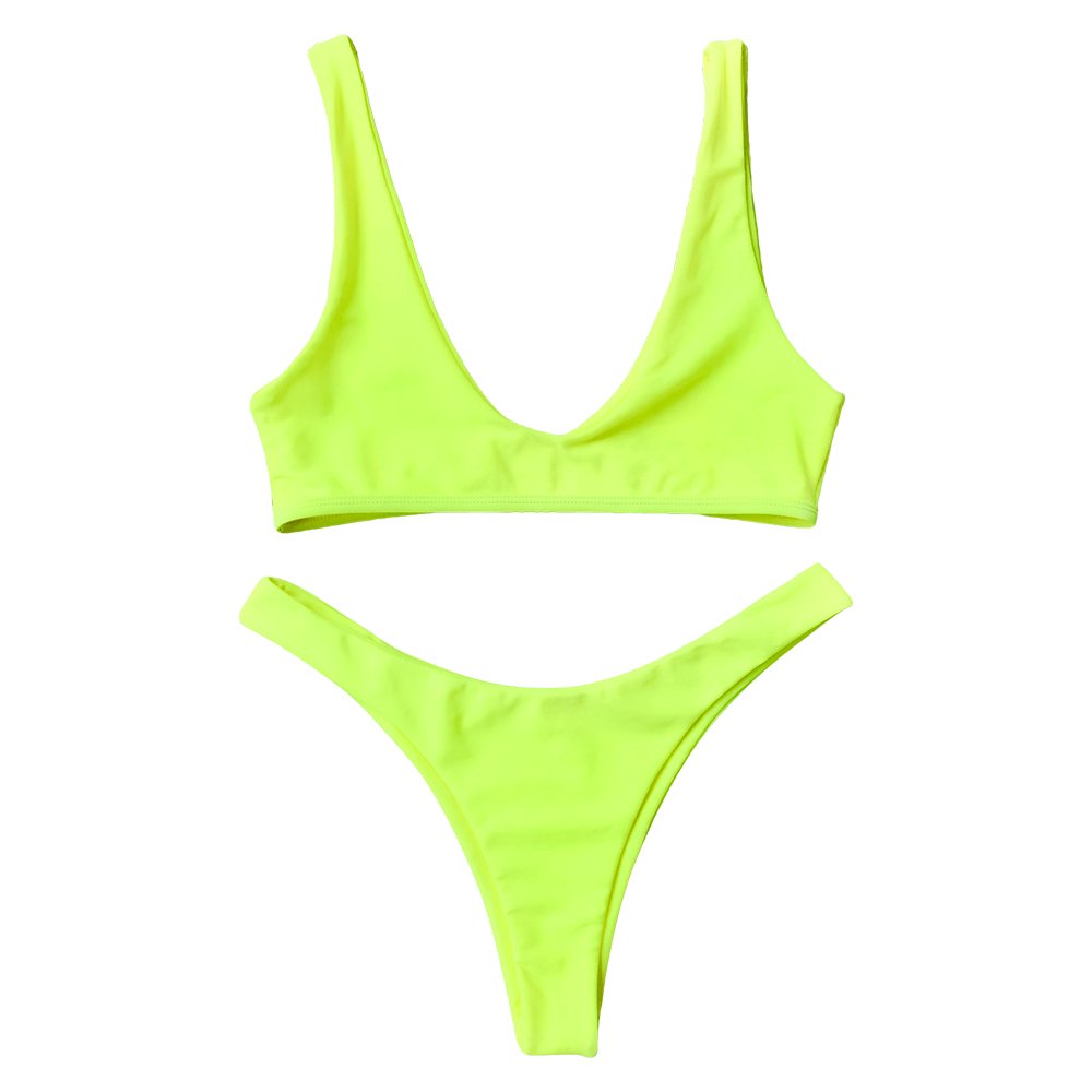 ZAFUL Swimsuit High Cut Cheeky Thong Bikini Scoop Neck Two Piece ...