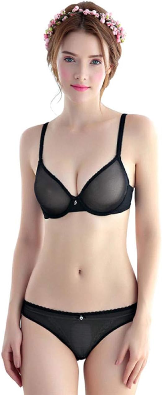 Conjuntos De Lencería para Mujer Señoras Sexy Transparente Ultrafino con Aros De Encaje para ...