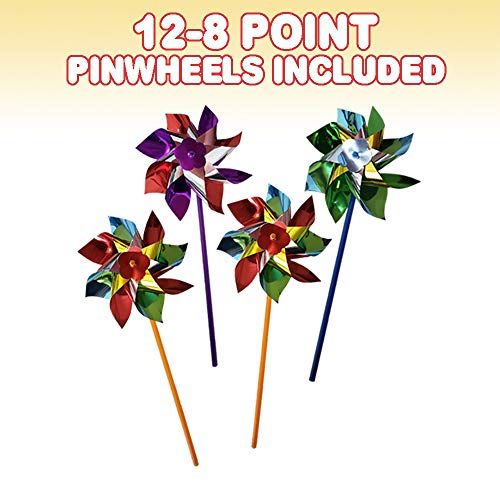 ArtCreativity 12 Pack Pinwheels Set - 6 Inch - Assorted Colors - Fun ...