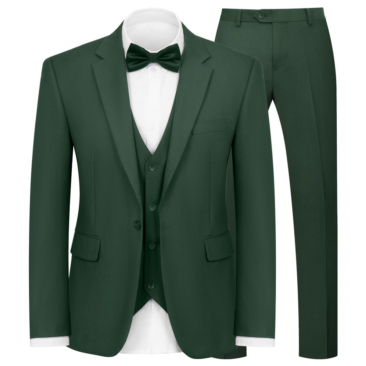 WYWK Men's 3-Piece Suit Slim Fit Suit Jacket Single Button Banquet Prom ...